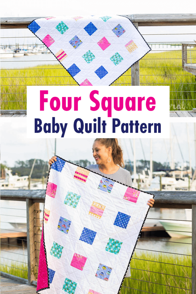 Simple Charm Pack Baby Quilt Pattern - Free Four Square Quilt Pattern