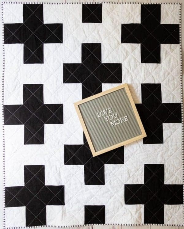 Free Swiss Cross Quilt Pattern - A Modern Black and White Quilt