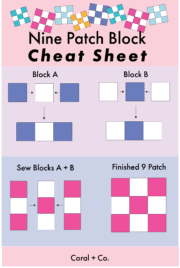 How to Sew a 9 Patch Quilt Block - Nine Patch Block Strip Piece or ...