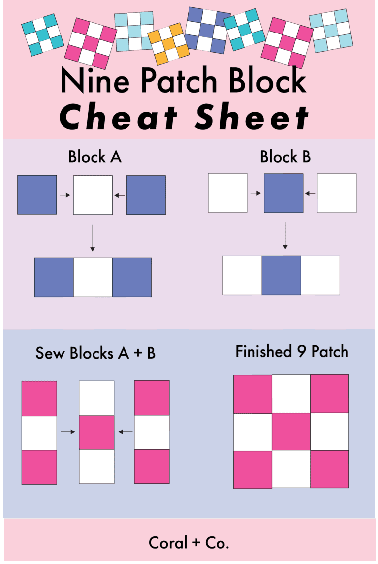 How to Sew a 9 Patch Quilt Block - Nine Patch Block Strip Piece or ...