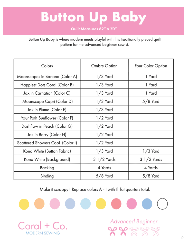 Button Up Baby Heart Quilt Pattern - Coral + Co.